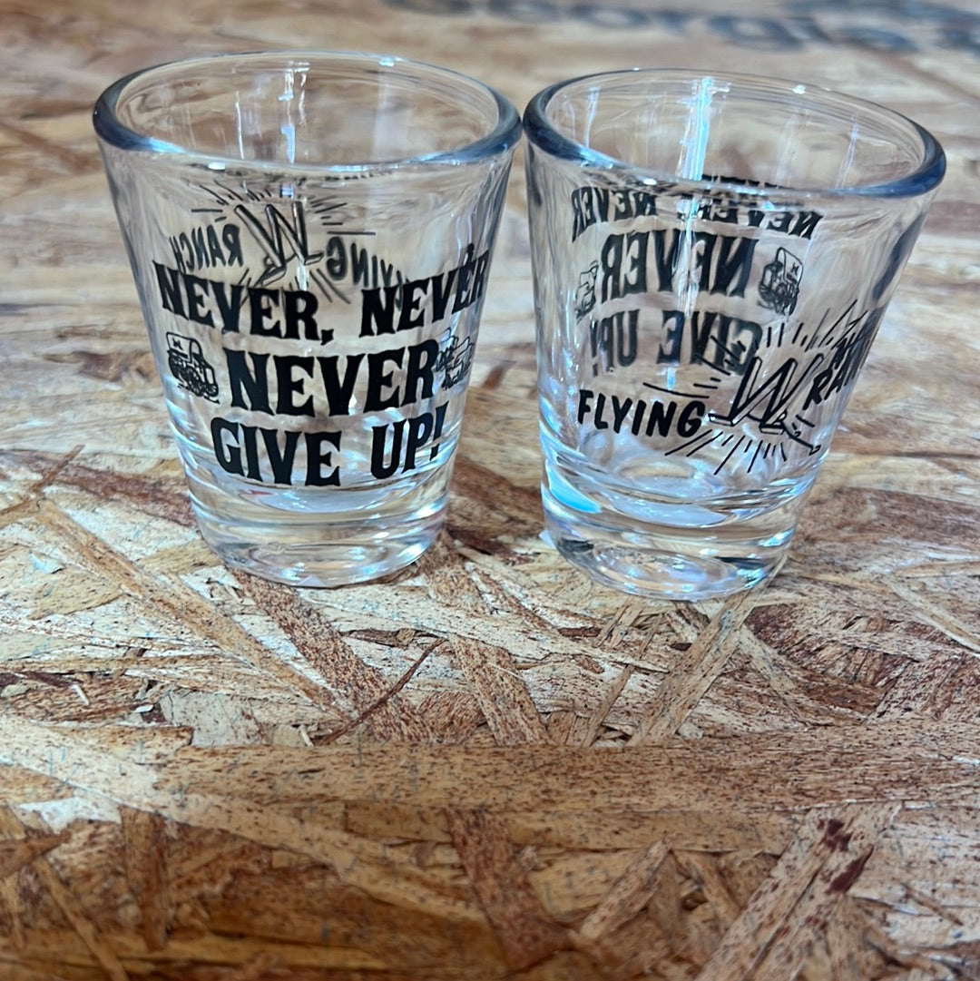 Never Give Up Shot Glass – Flying W Mercantile
